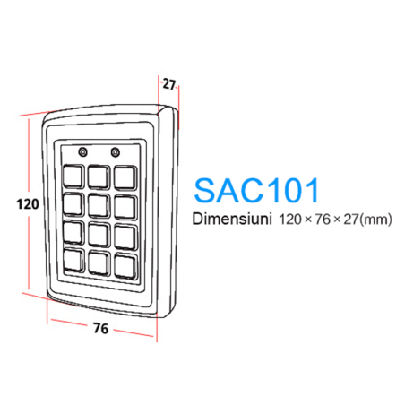 Controler acces standalone cu tastatura si cititor card SESAM SAC101